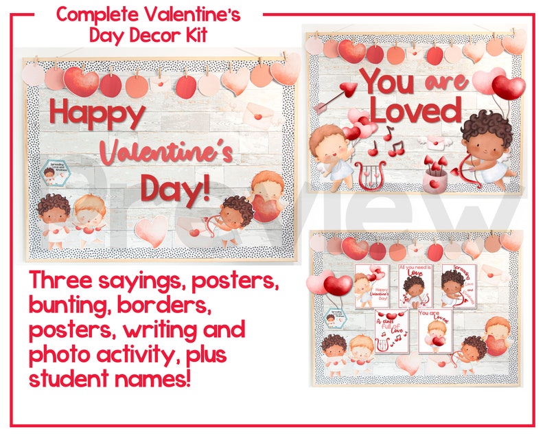 Cute Cupid Valentine's Day Bulletin Board & Interactive Classroom Decor ...