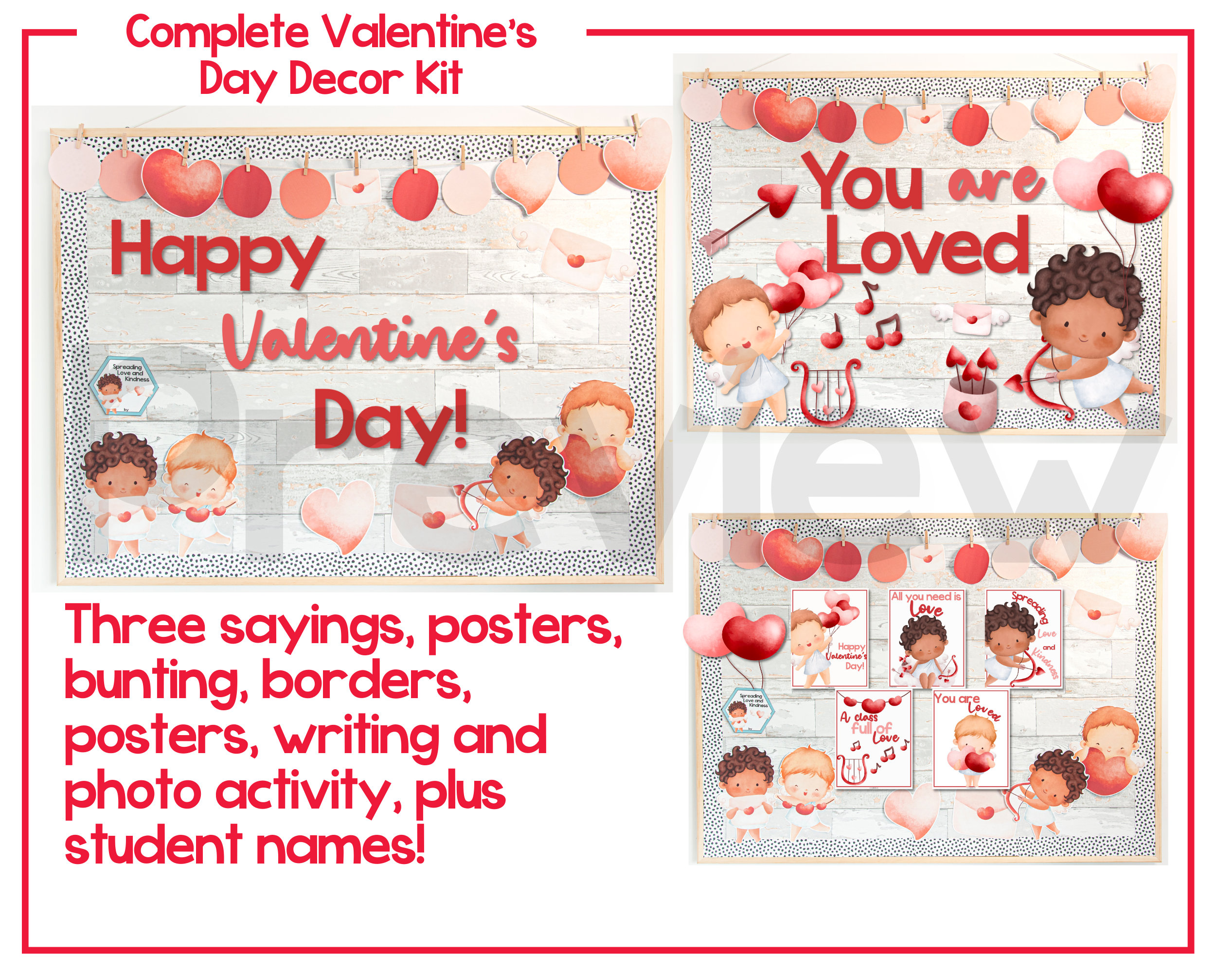 Cute Cupid Valentine's Day Bulletin Board & Interactive Classroom Decor ...