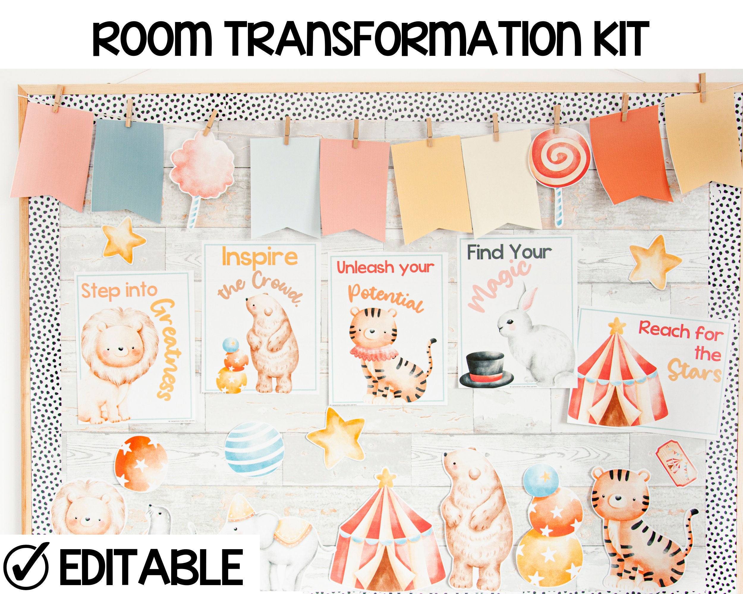 Circus Editable Classroom Decor Bundle, Bulletin Boards, Back to School ...