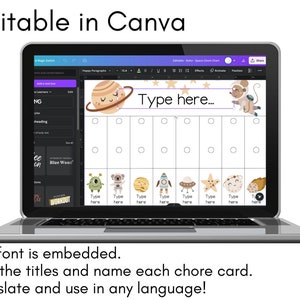 Boho Space Printable Chore Charts, Editable Visual Schedule & Chore ...