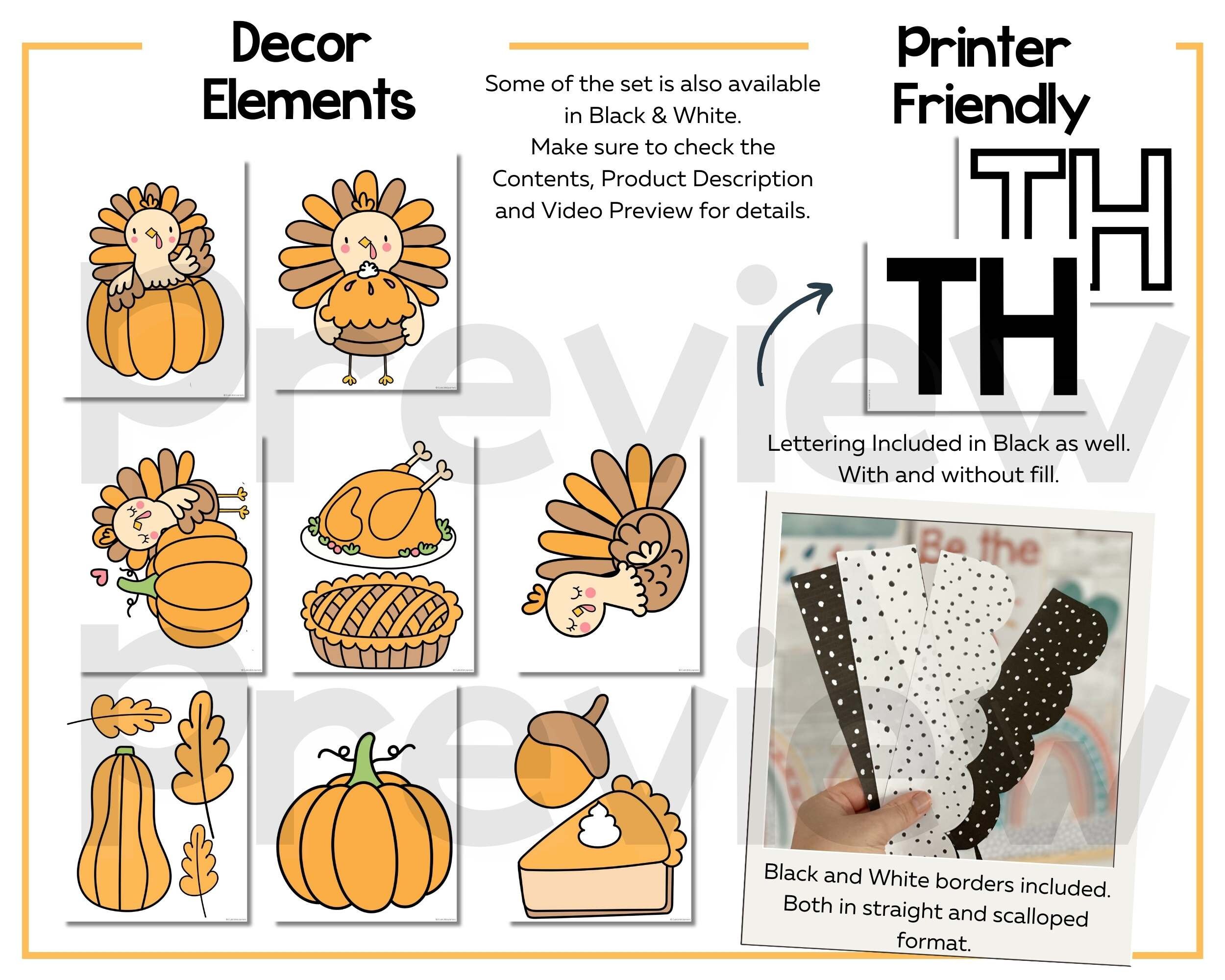 Thanksgiving Little Turkeys Bulletin Board, Printable Classroom Kit ...