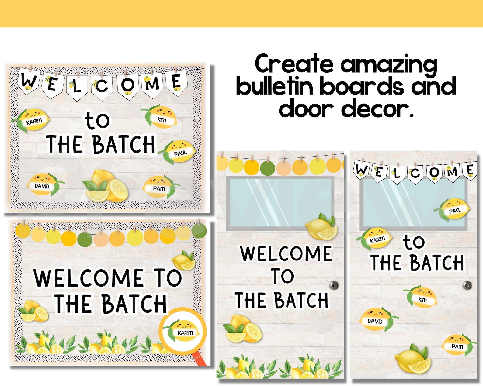 Back to School Bulletin Board Decor and Open House Kit Editable Door ...