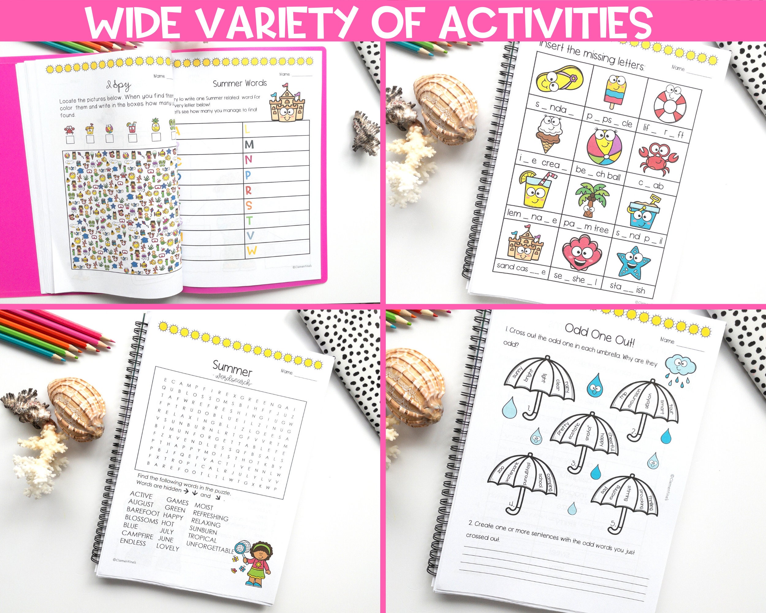 Printable Summer Packet Summer ELA Worksheets for Summer School or ...