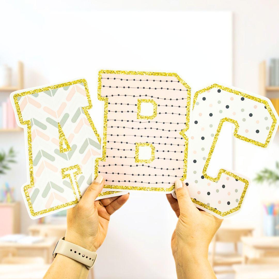 Printable Varsity Letters & Numbers in Modern Neutrals for Bulletin ...