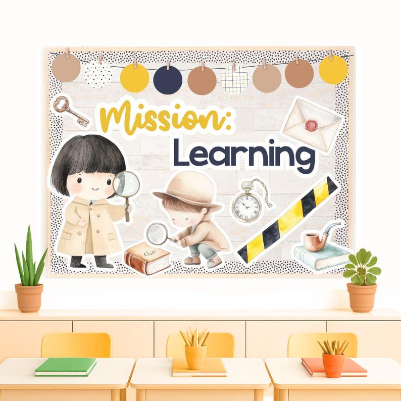 Detective Bulletin Board | Editable Classroom Theme and Poster Set With ...