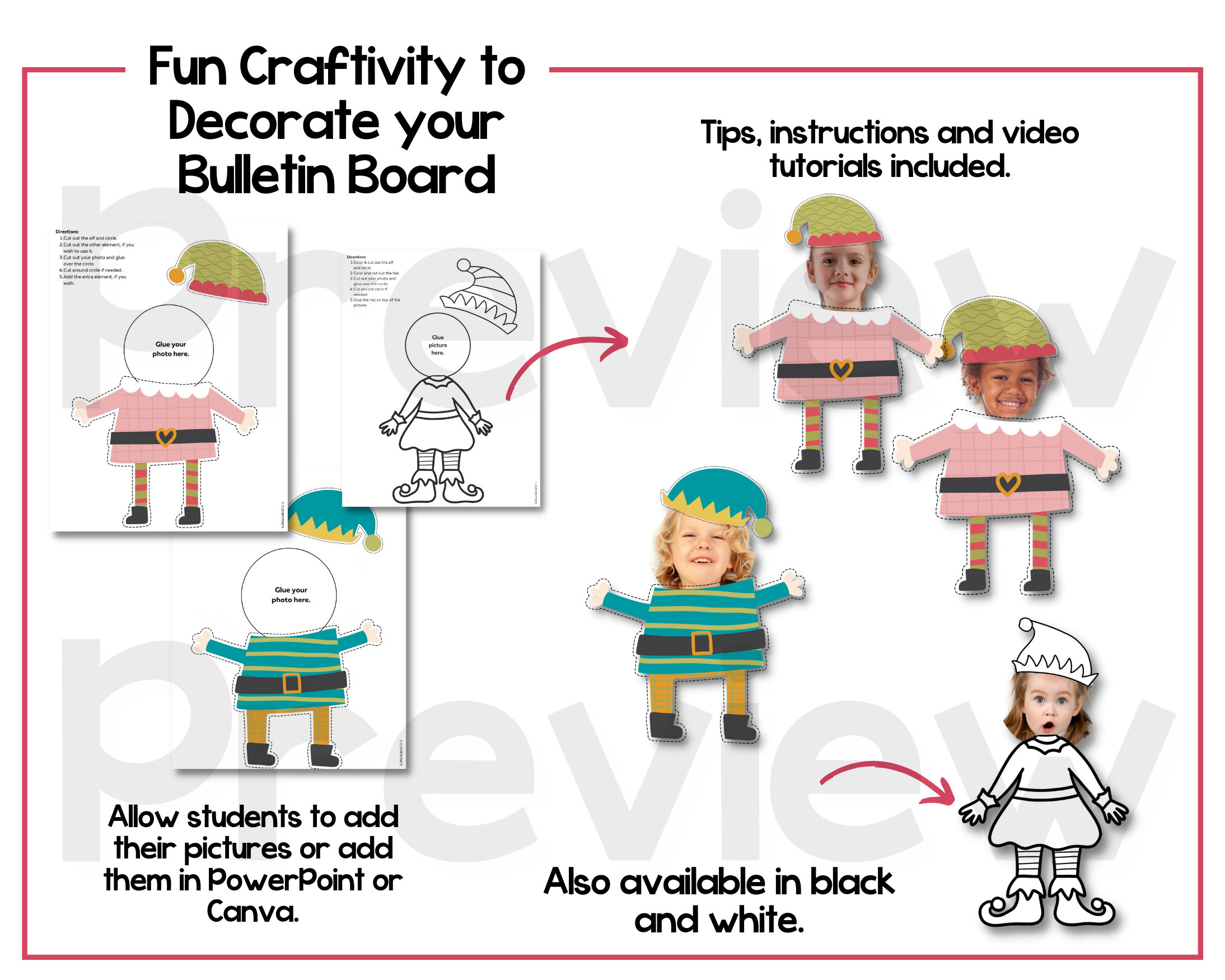 Christmas and Winter Elves Bulletin Board & Classroom Decor Kit ...