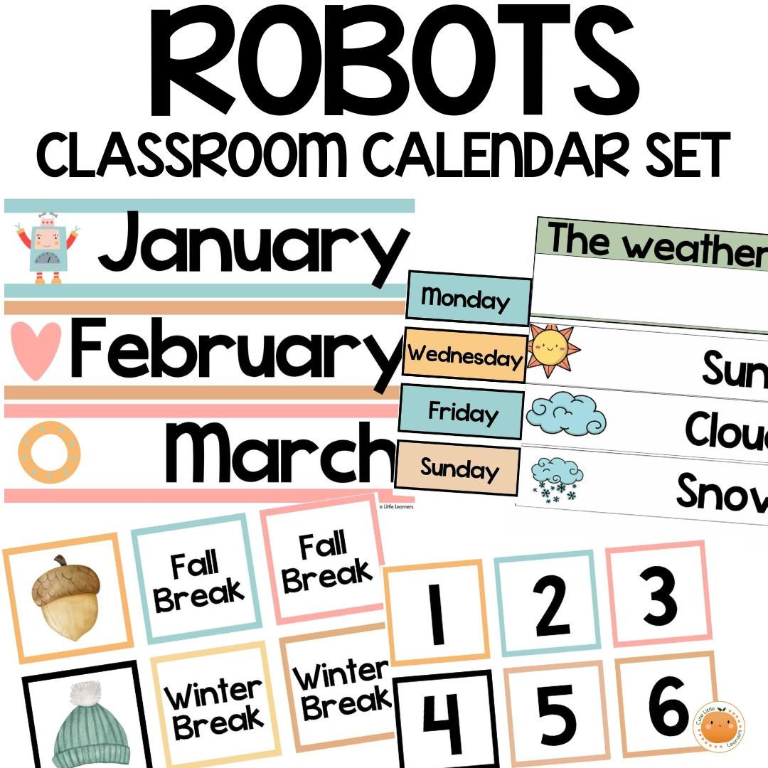 Classroom Calendar Robots and AI Themed Back to School Bulletin Board ...