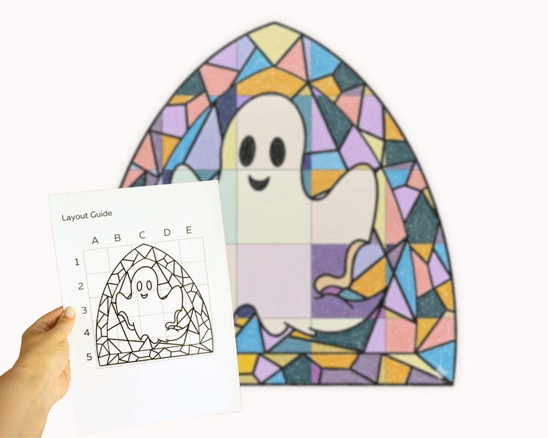 Collaborative Poster Stained Glass Ghost Halloween Classroom Art ...