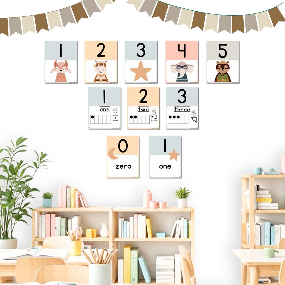 Superheroe Number Posters for Bulletin Boards & Classroom Decor, Ten ...