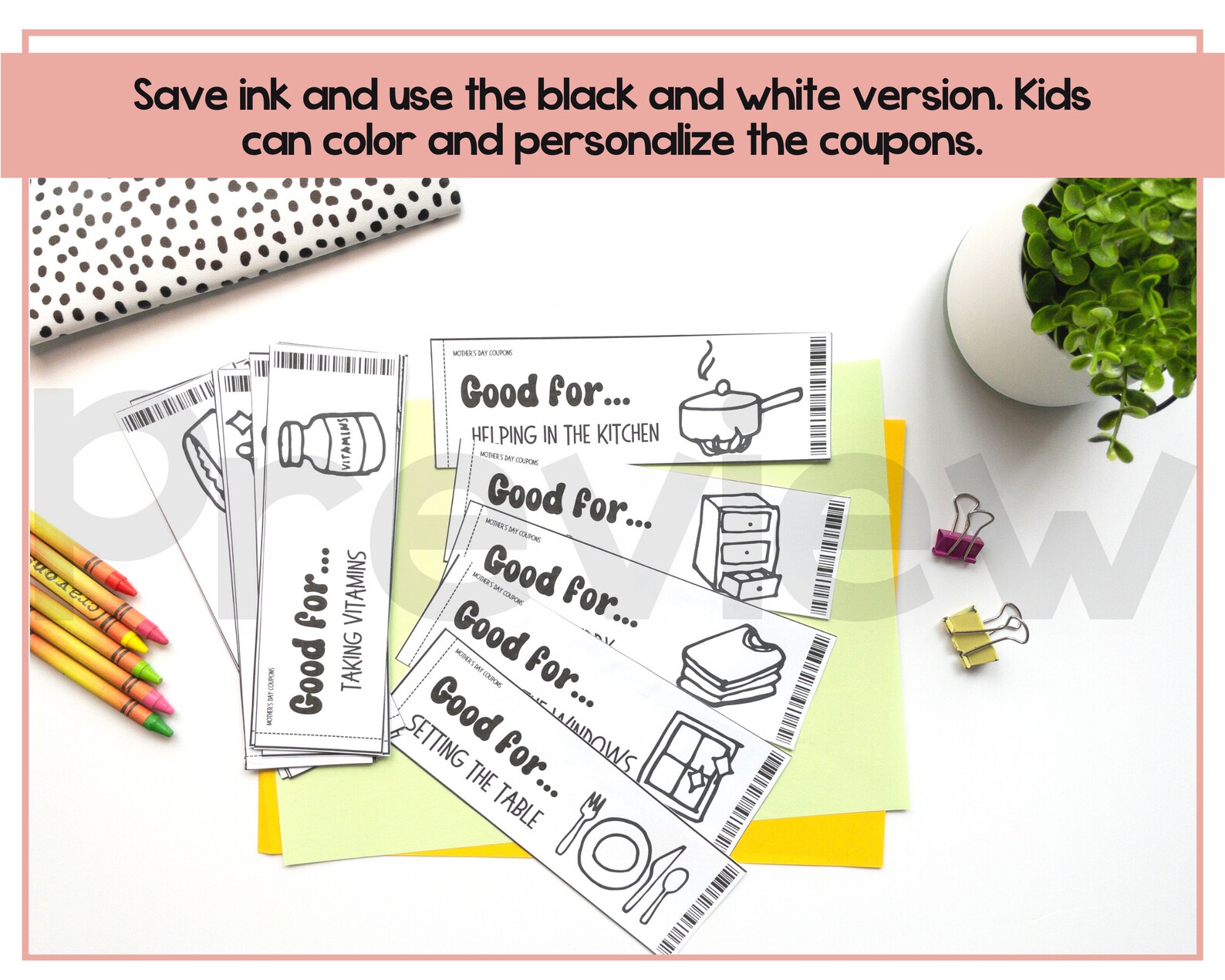 Groovy Mother’s Day Coupon Book – Editable Printable Voucher Templates ...