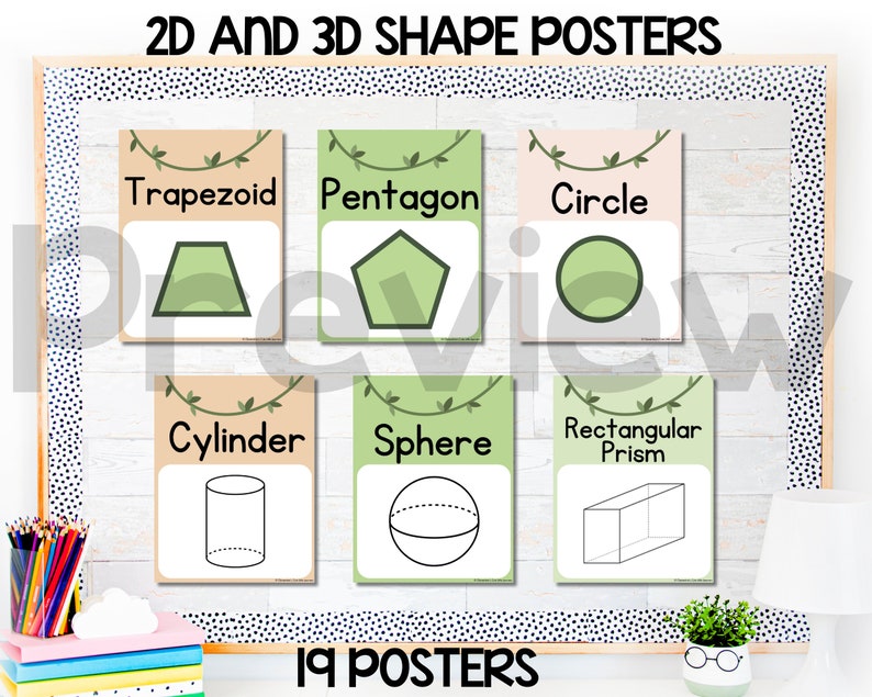 Jungle Safari Themed 2D and 3D Shape Posters for Bulletin Boards and ...