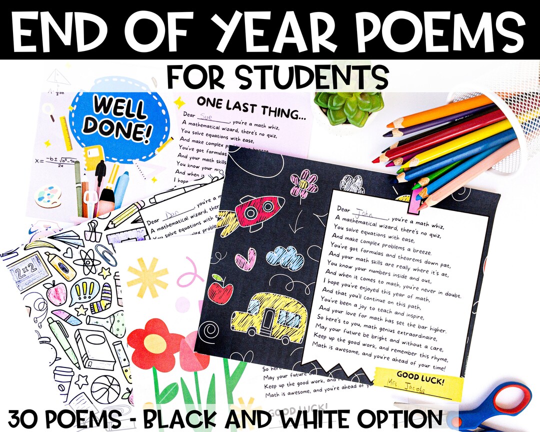 Unique End of Year Poems for Students Print and Go End of Year ...