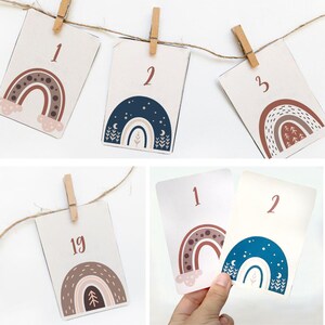 Printable Kindness Advent Calendar Cards, Boho Rainbows December ...