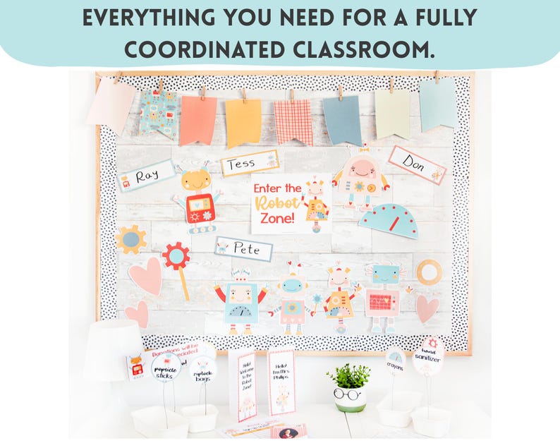 Robot Classroom Decor Bundle, Editable Bulletin Board Idea, Easy ...