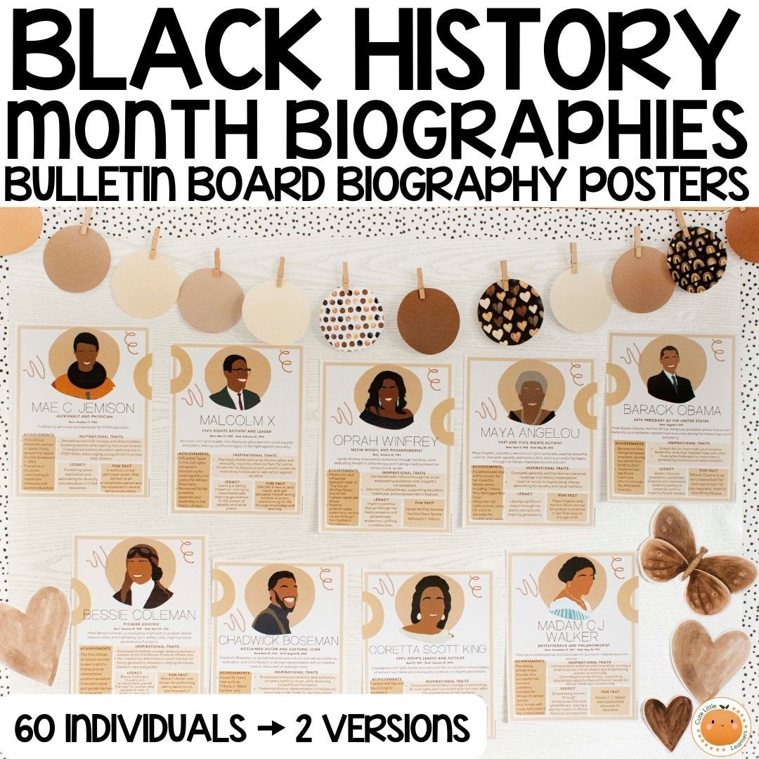 Black History Month Biography Posters for Bulletin Board, Printable ...