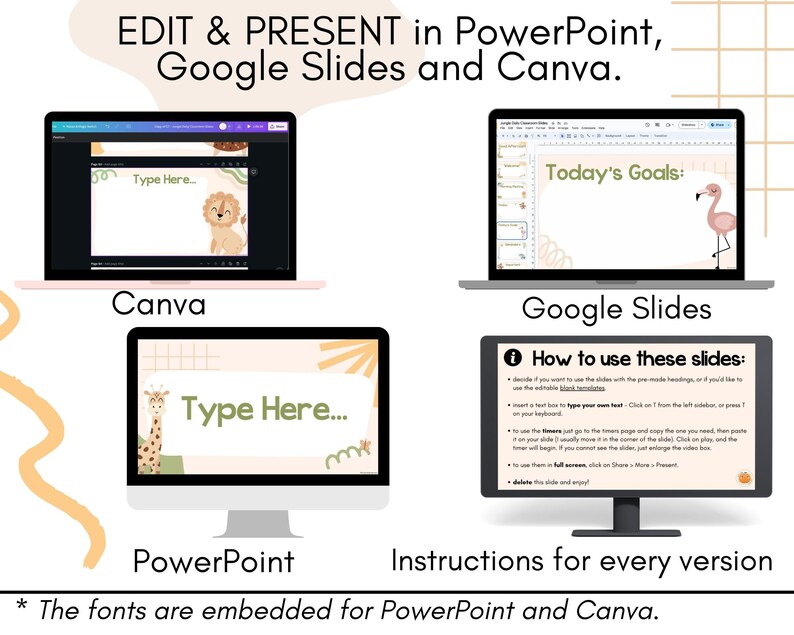 Jungle Safari Daily Classroom Slides | Editable Template With Timers ...