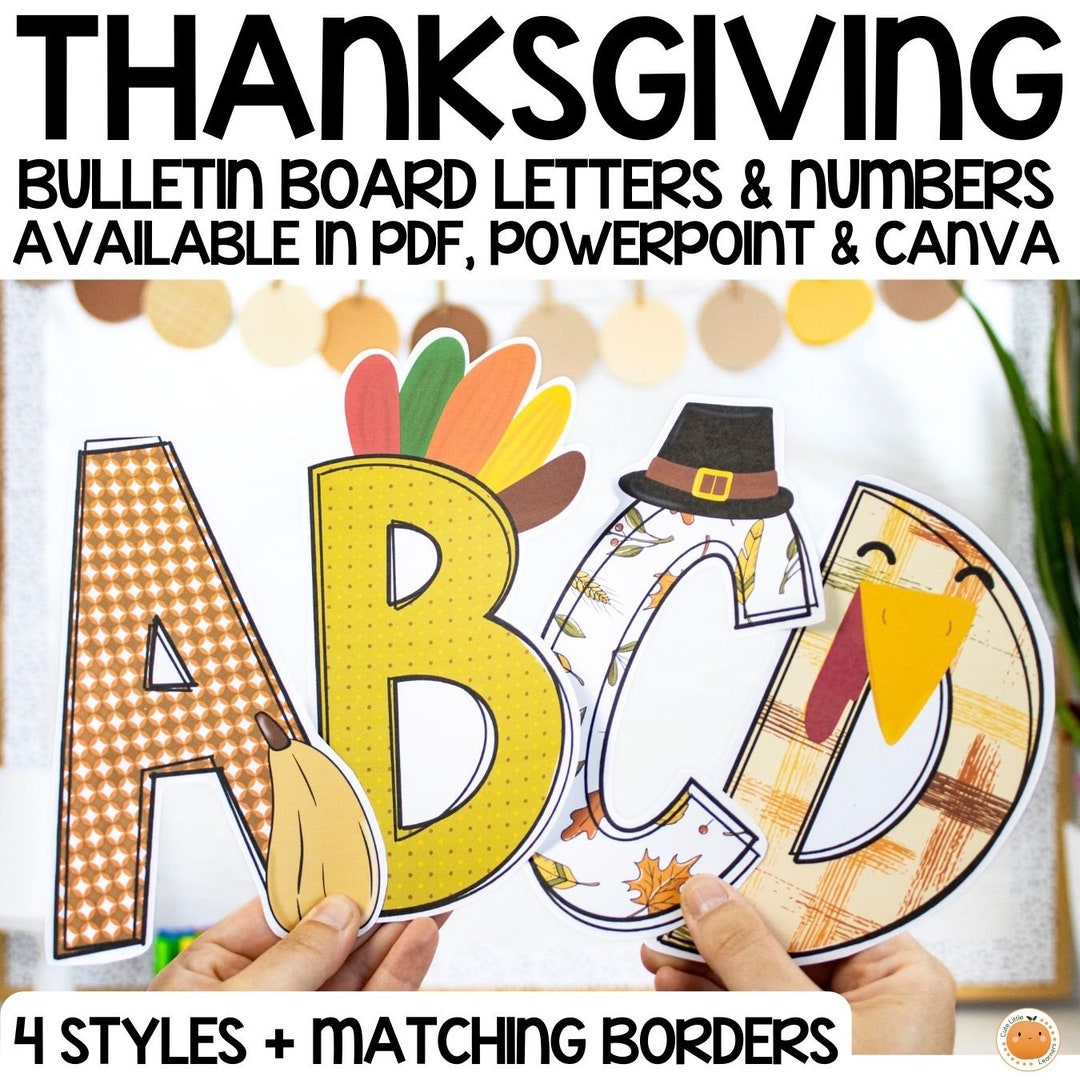Thanksgiving Themed Letters and Numbers for Bulletin Board / Classroom ...