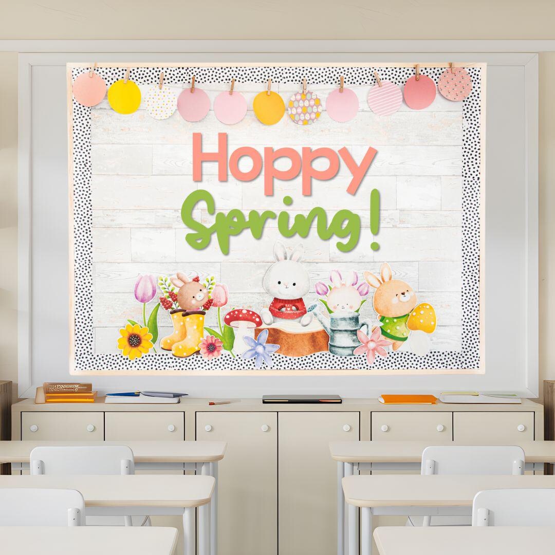 Spring Bunny Bulletin Board Kit, Easter Classroom Decor Kit, Editable ...