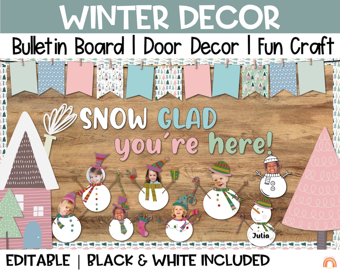 Winter Snowmen Bulletin Board & Classroom Decor Editable - Etsy