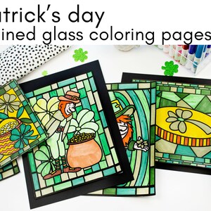 Patrick's Day Stained Glass Coloring Pages, Print and Go Art Project or ...