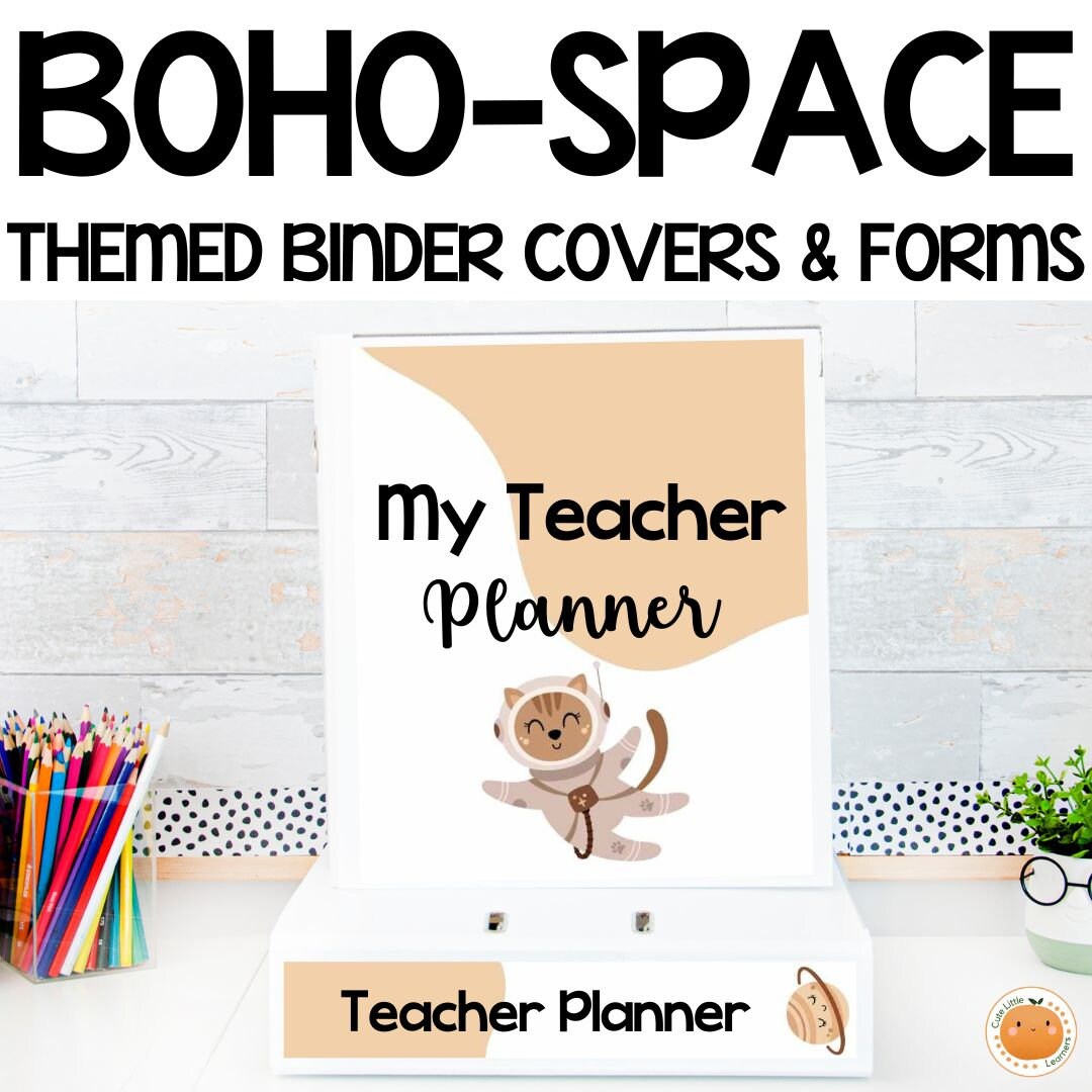 Editable Binder Covers, Spines & Forms, Boho-space Themed Editable ...