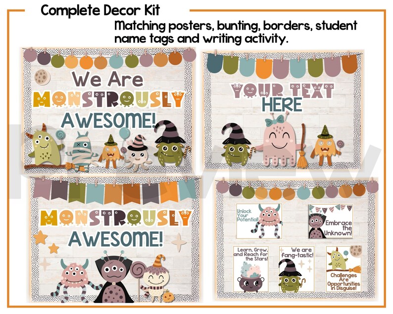 Cute Halloween Monsters Classroom Decor Bulletin Board Door - Etsy