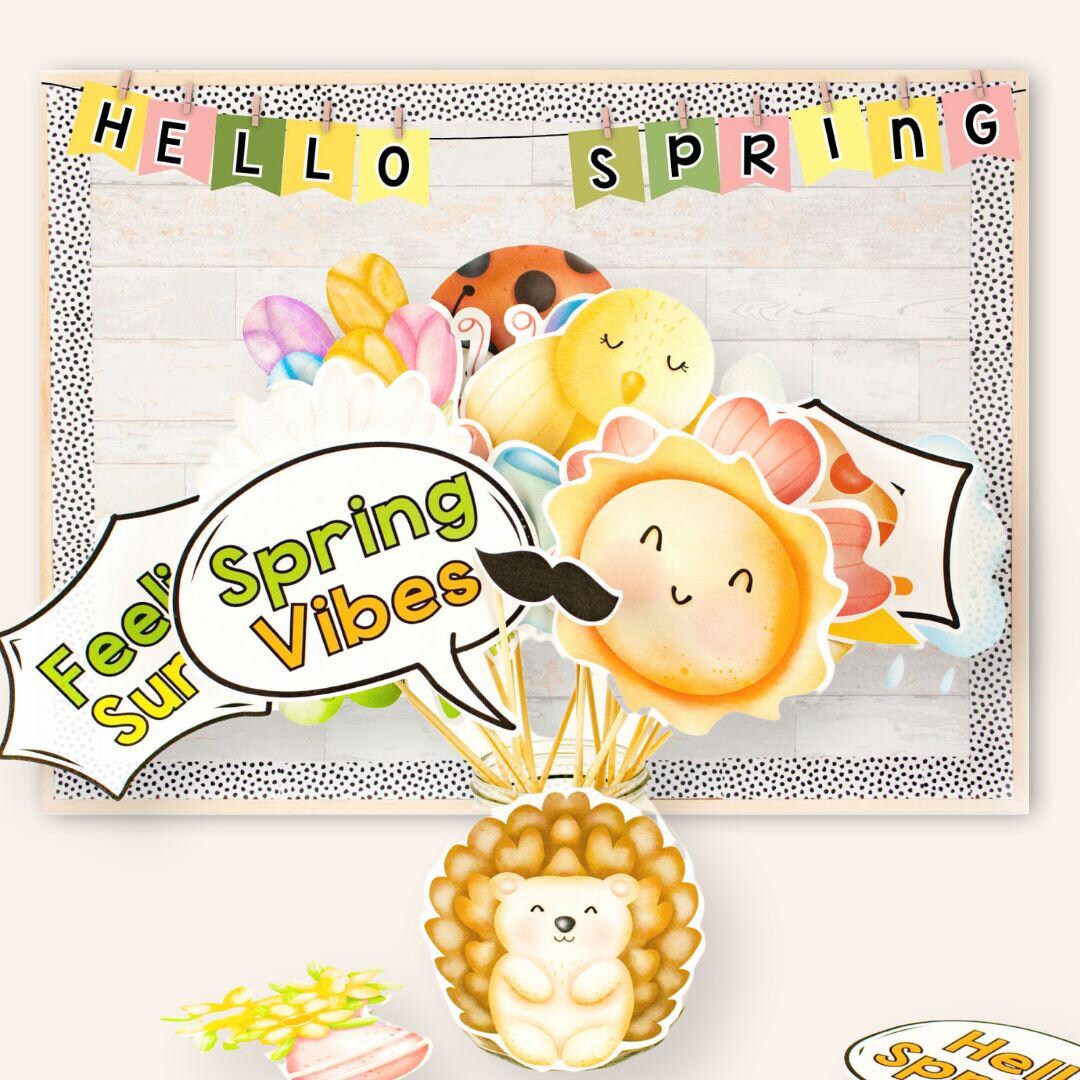 Spring Photo Props & Photo Booth Decor, Printable Props and Bulletin ...