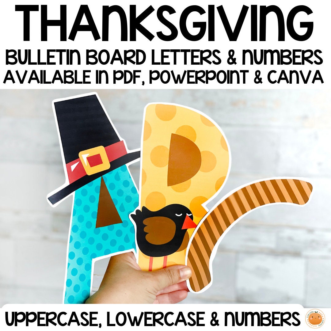 Whimsy Thanksgiving Lettering for Bulletin Board Titles / Thanksgiving ...