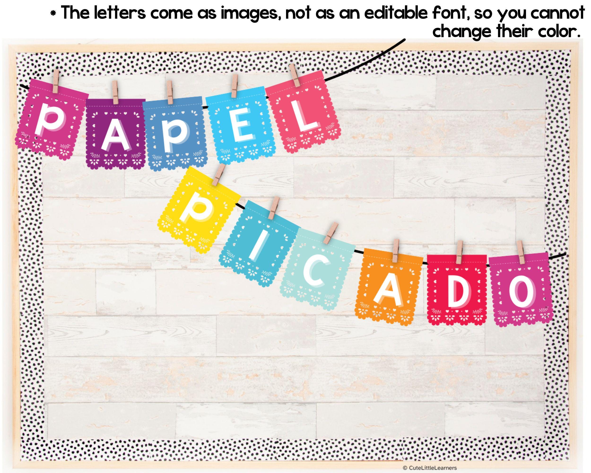 Papel Picado Bulletin Board Letters | Bilingual Decor Cinco De Mayo ...