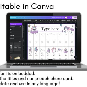 Printable Chore Charts Unicorn Themed, Editable Visual Schedule & Chore ...