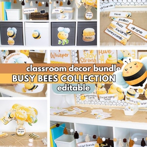 Busy Bee Classroom Decor Bundle, Editable Bulletin Board Ideas, Back to ...