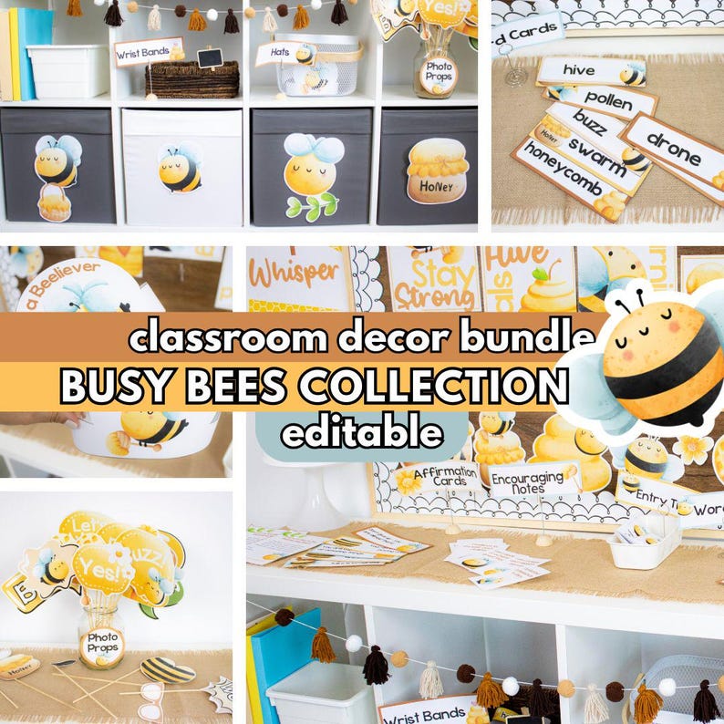 Busy Bee Classroom Decor Bundle | Editable Bulletin Board, Meet the ...