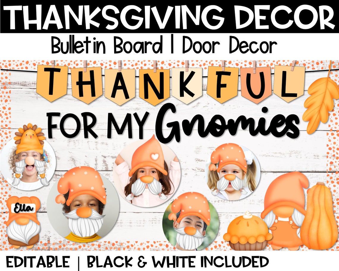 Thanksgiving Fun Gnome Bulletin Board & Classroom Decor - Etsy