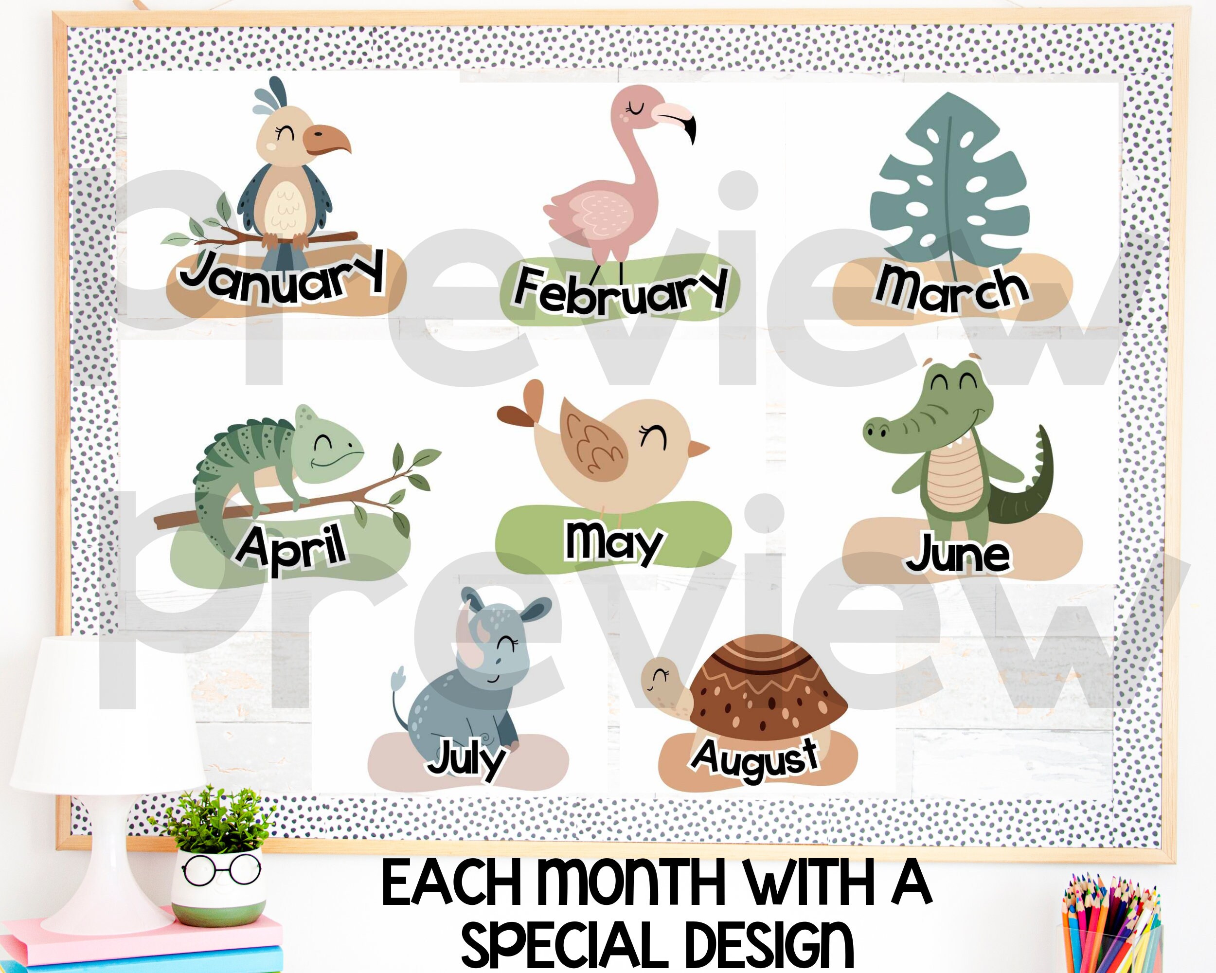 Birthday Display Jungle Safari Themed, Editable Birthday Bulletin Board ...