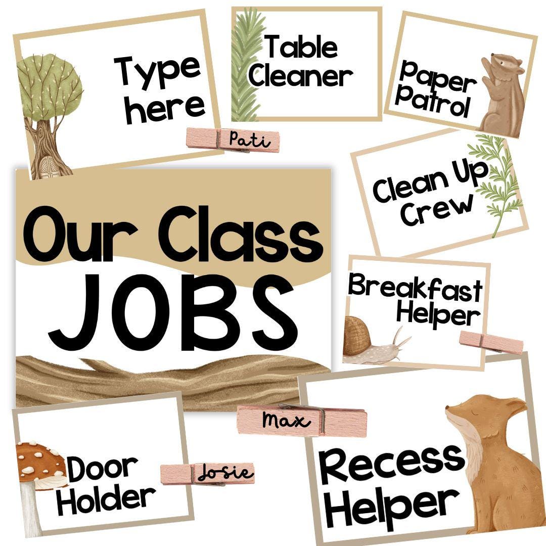 Woodland Friends Classroom Jobs Display | Editable Bulletin Board Decor ...