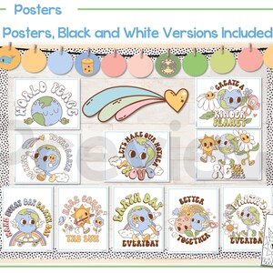 Groovy-retro Earth Day Bulletin Board & Classroom Decor + Editable ...