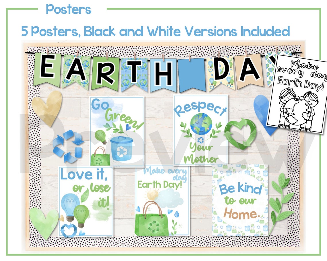 Earth Day Watercolor Bulletin Board – Classroom Decor With Editable ...
