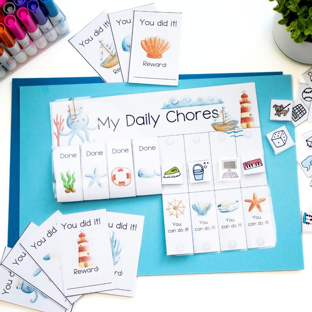 Printable Underwater Chore Chart, Editable Visual Schedule & Chore ...