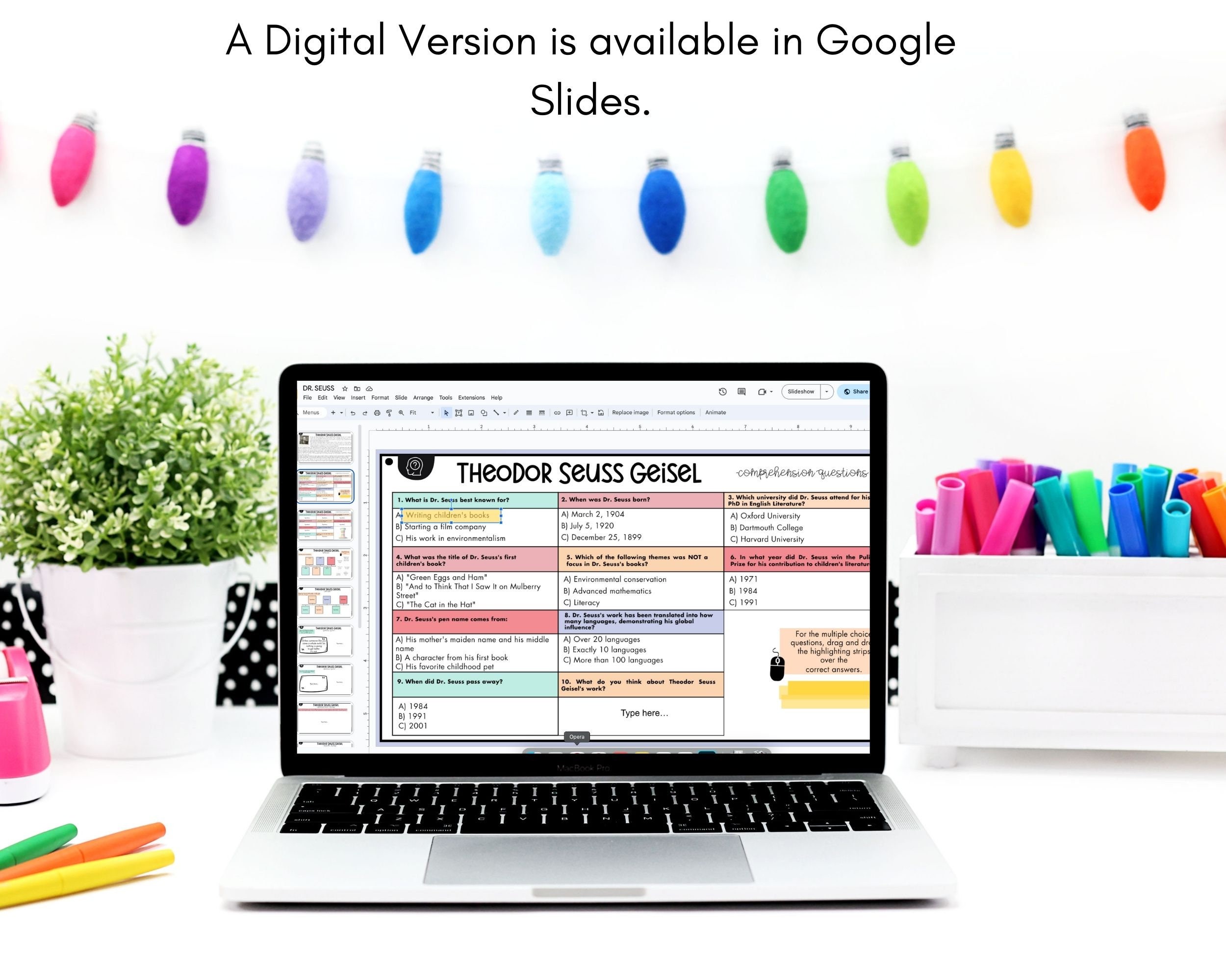 Hoja De Trabajo Del Dr. Seuss