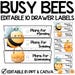 Editable 10 Drawer Rolling Cart Labels Set Busy Bee Themed Editable ...
