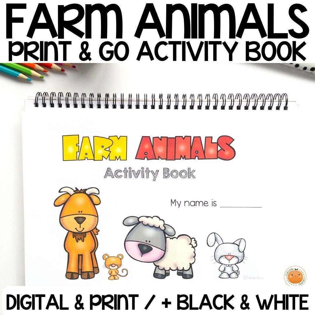 Farm Animals Activity Pack Print and Go Learning Set Kindergarten ...