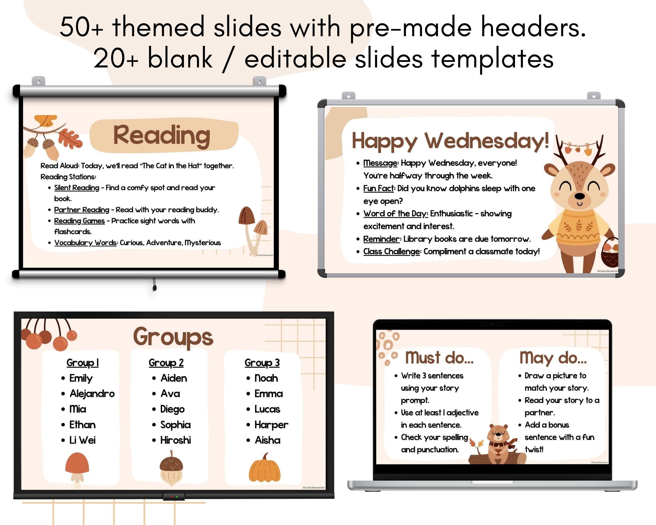 Fall Classroom Slides: Timers, Centers, Editable Templates (canva ...