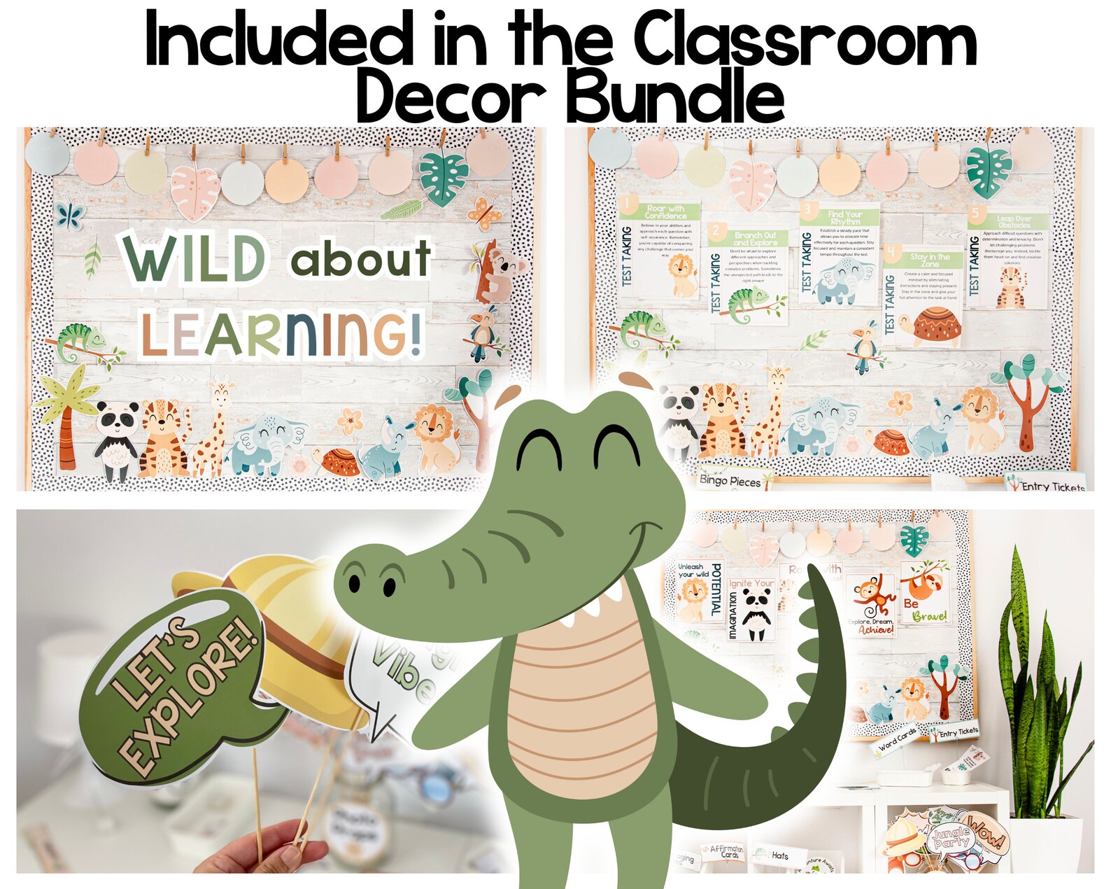 Jungle Safari Themed 2D and 3D Shape Posters for Bulletin Boards and ...