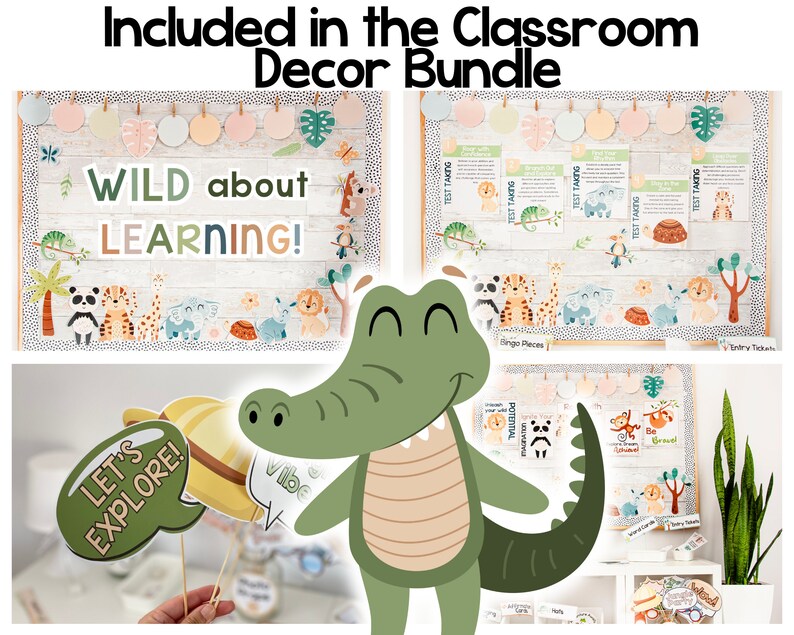 Jungle Safari Themed 2D and 3D Shape Posters for Bulletin Boards and ...