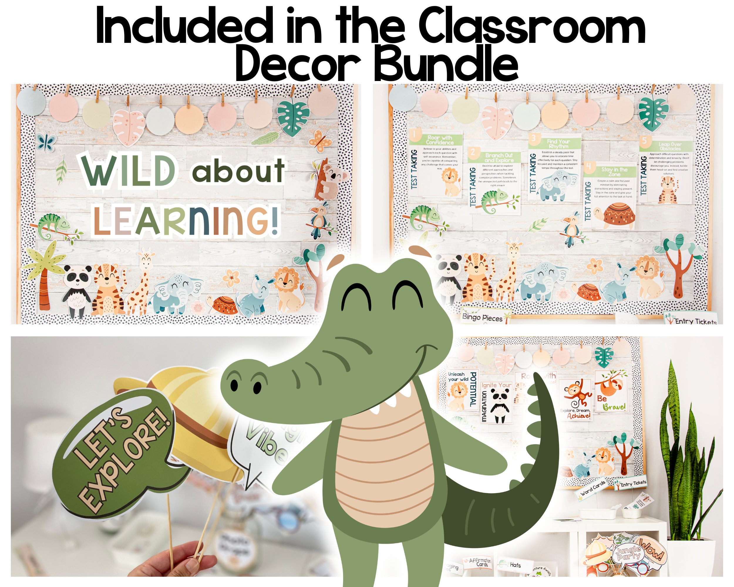 Jungle Safari Themed 2D and 3D Shape Posters for Bulletin Boards and ...