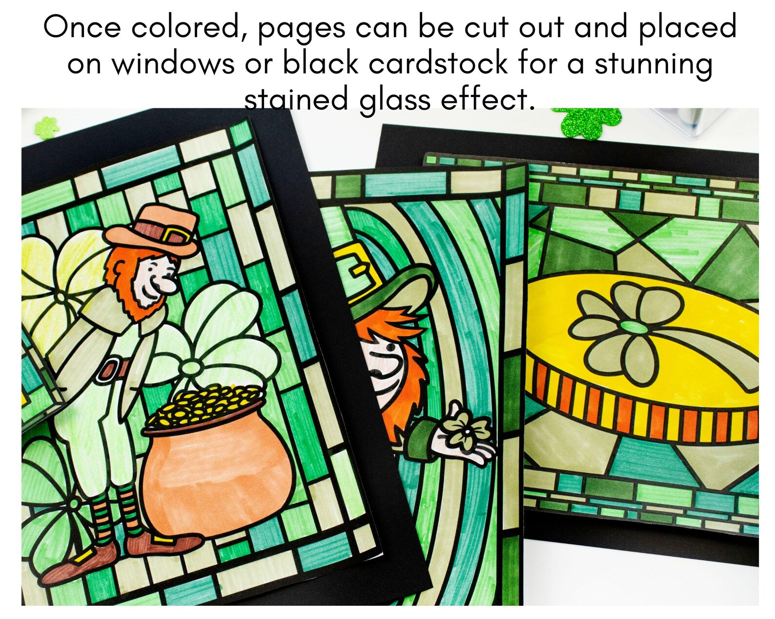 St. Patrick’s Day Stained Glass Coloring Pages | Printable Art Activity ...