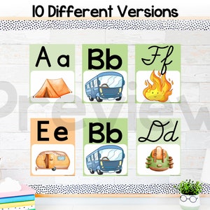 Alphabet Posters - Camping Themed - Primary, Cursive & Decorative Fonts ...