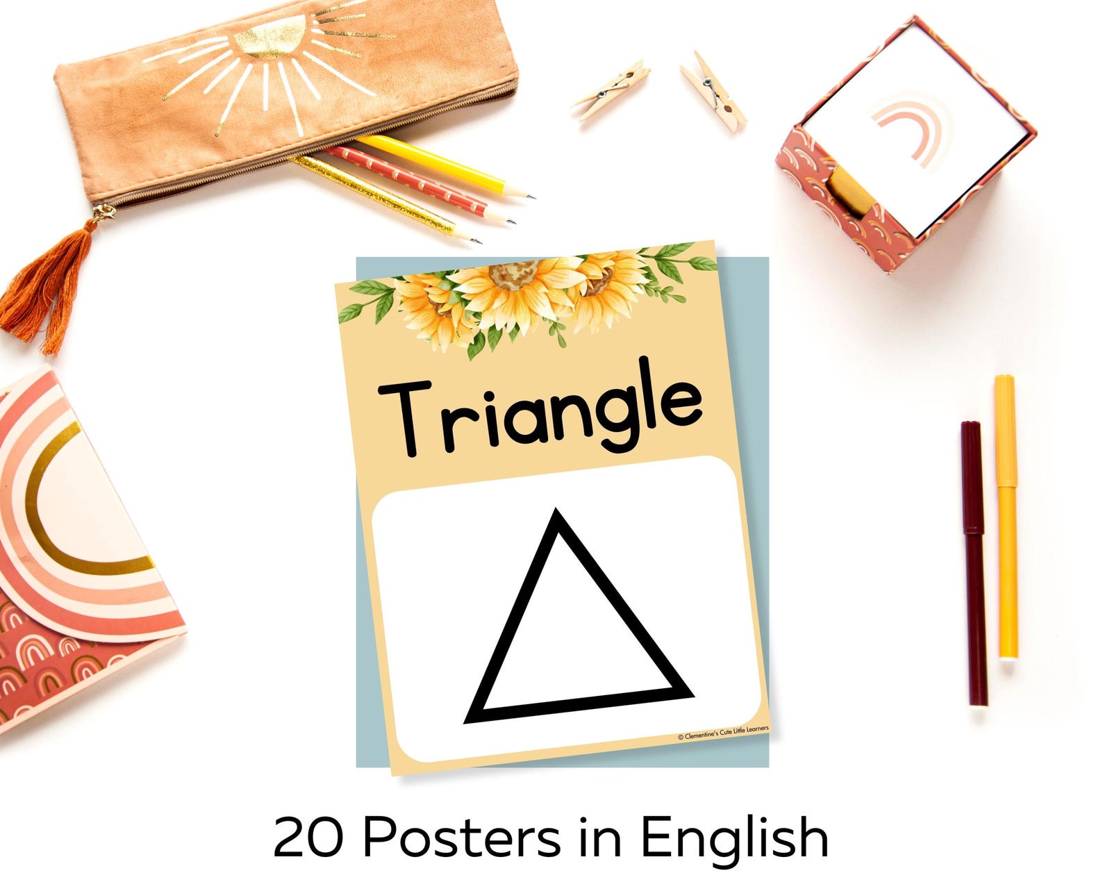 Sunflowers Themed 2D & 3D Shape Posters for Classroom Decor and ...