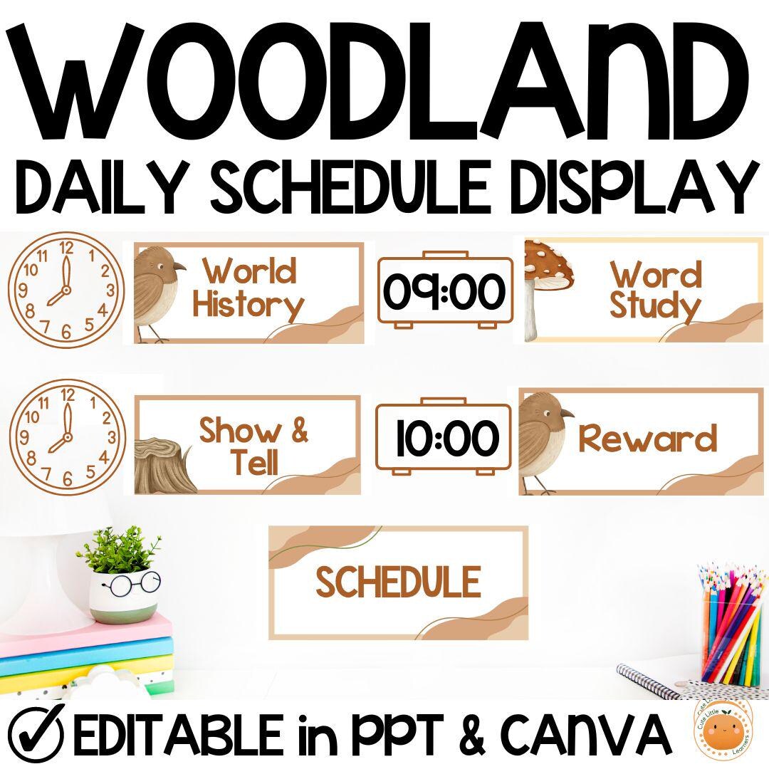 Classroom Schedule Display Set Woodland Themed, Printable Classroom ...