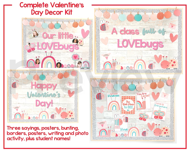 Love Bugs Valentine's Day Bulletin Board & Interactive - Etsy